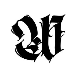 Letter w in the gothic style alphabet Royalty Free Vector