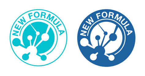 New formula sticker with molecular cell inside Vector Image