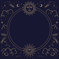 Magic occult tarot cards in mystic esoteric frames