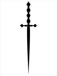 Dagger in retro style black color silhouette Vector Image