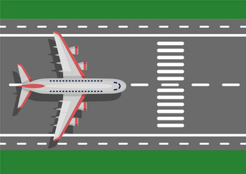 Airplane on a runway in top view Royalty Free Vector Image