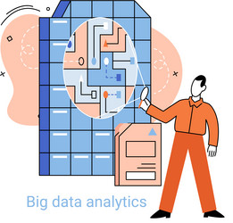 Big data analytics process of analyzing complex Vector Image