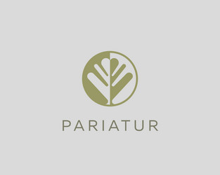 Negative space leaf shape circle tree logo design Vector Image