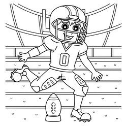 American football mascot coloring page for kids Vector Image
