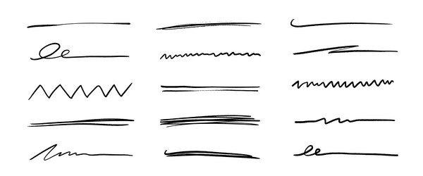 Pen underline line stroke marker scribble hand Vector Image