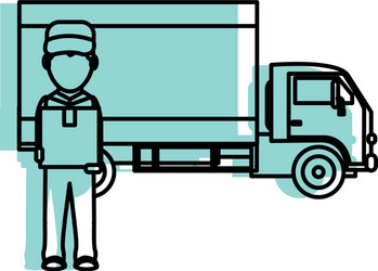 Box man and truck design Royalty Free Vector Image