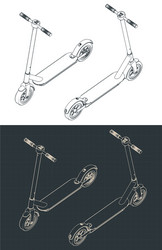 Foldable electric scooter blueprints Royalty Free Vector