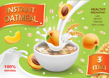 Instant oatmeals with cherry oat flakes Royalty Free Vector