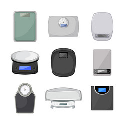 Weigh scales set cartoon Royalty Free Vector Image