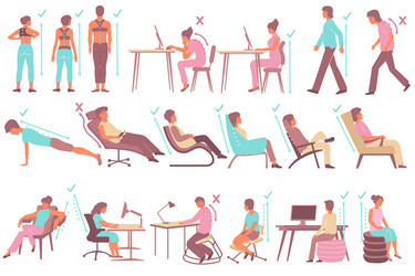 Correct and incorrect postures infographics Vector Image