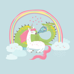Cute magical unicorn and rainbow Royalty Free Vector Image