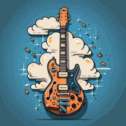 Electric guitar hand-drawn comic guitar Royalty Free Vector