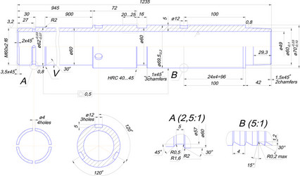 Engineering drawing of steel bush Royalty Free Vector Image