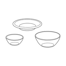 Dishes a set of kitchen plates bowls line art Vector Image