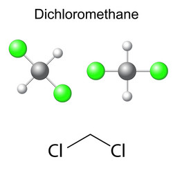 Chemical formula and model of trichloromethane Vector Image