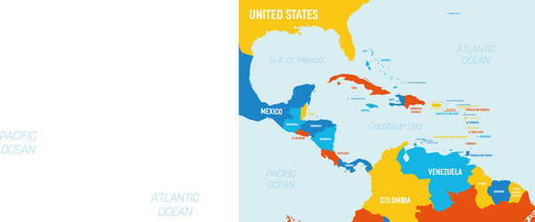 Central america detailed political map with lables