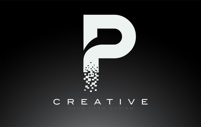 P logo letter with digital pixel tech design Vector Image