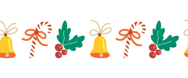 Seamless christmas border hand drawn Royalty Free Vector