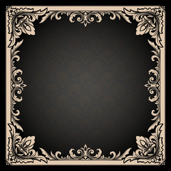 Florish antique vintage frame black and gold Vector Image