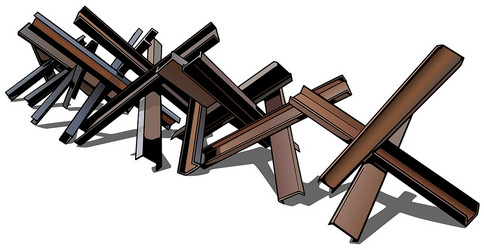 Anti-tank barricade czech hedgehog Royalty Free Vector Image