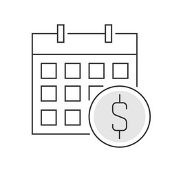 Calendar money payment recurring icon or annual Vector Image