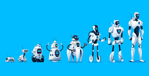 Robots evolution androids digital metal Royalty Free Vector
