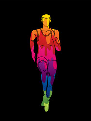 Athlete runner a man runner running front view Vector Image