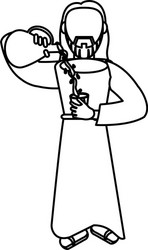 Jesus christ holding clay pitcher water wine Vector Image