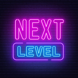 Level 1 neon sign on brick wall background Vector Image