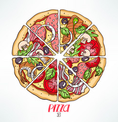 Drawing pizza Royalty Free Vector Image - VectorStock