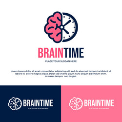 Brain time logo template this design use clock Vector Image