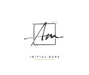 A m am initial letter handwriting and signature Vector Image