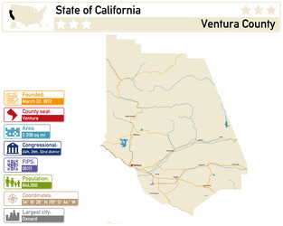 Large and accurate map of ventura county Vector Image