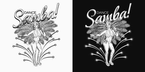 Circular label with brazilian samba female dancer Vector Image