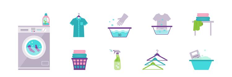 Laundry items and object as clothes washing Vector Image