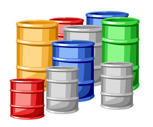 Set four steel color barrels isolated on white Vector Image