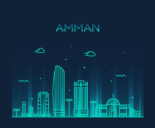 Amman skyline jordan big city linear style Vector Image