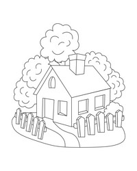 Easy simple house coloring page modern art Vector Image