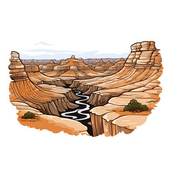 Grand canyon canyon hand-drawn comic Royalty Free Vector