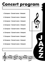 Piano concert program template with cut out Vector Image