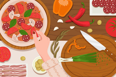 Cooking food top view Royalty Free Vector Image