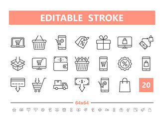20 weather icons weather forecast line icon set Vector Image