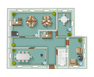 Office interior top view interior top view Vector Image