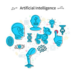 Artificial intelligence poster with human head Vector Image