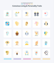Conscious living and personality traits line Vector Image
