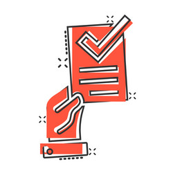 People hand with check mark icon in comic style Vector Image