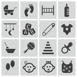 Black baby icon set Royalty Free Vector Image - VectorStock