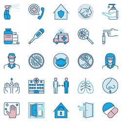 Icons set coronavirus covid-19 thin line design Vector Image