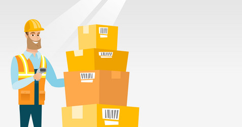 Barcode Box Scanning Warehouse Worker Vector Images (over 170)