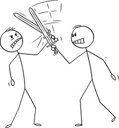 Cartoon two men or businessmen sharing Royalty Free Vector